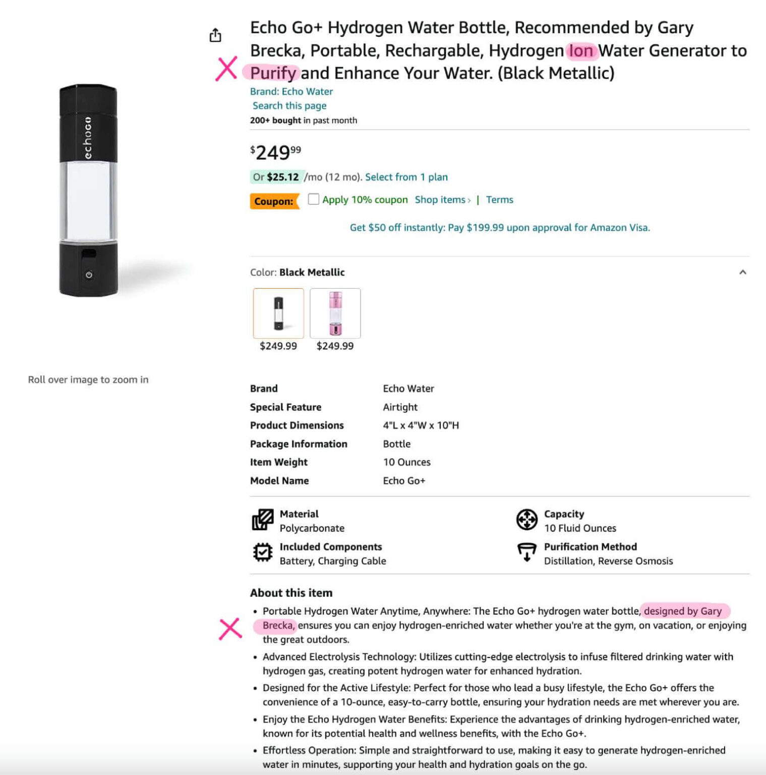 Echo Go+ Hydrogen Water Bottle - Expert Review - Hydrogen Water ...